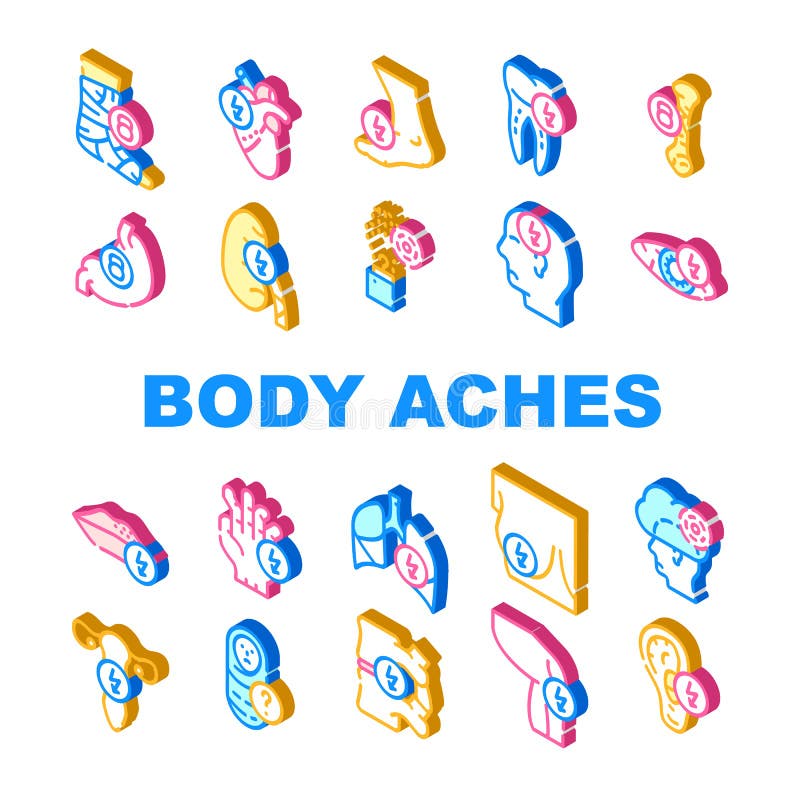 Body Aches Problem Collection Icons Set Vector Stock Vector ...