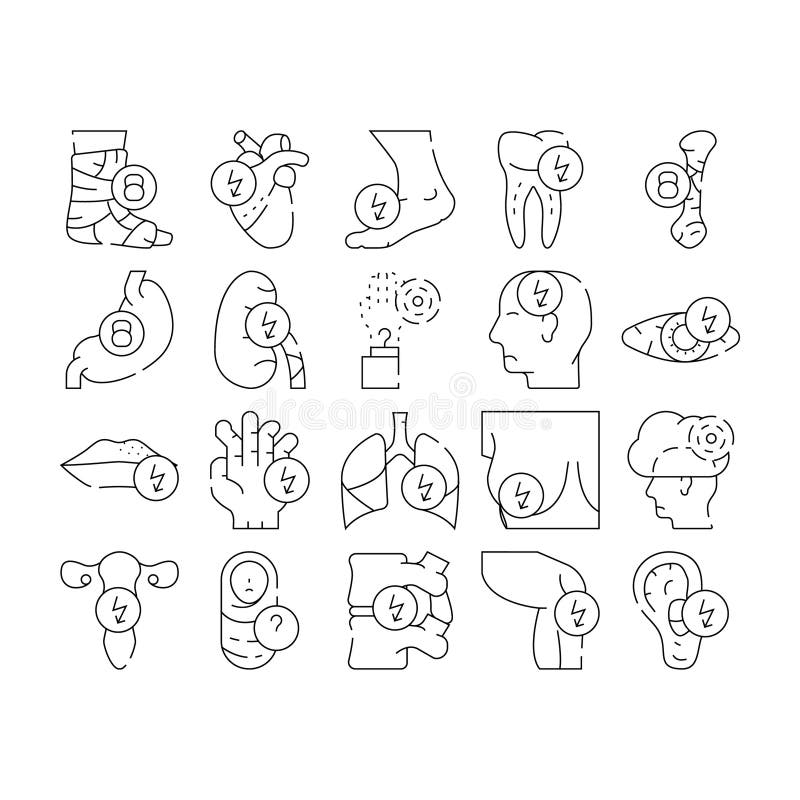 Body Aches Problem Collection Icons Set Vector Stock Vector ...