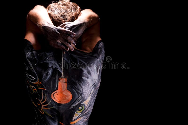 Body art on man s back stock photo. Image of back, heterosexual - 12376738