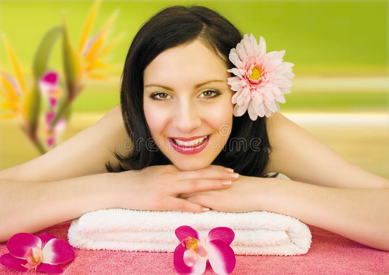 Beautiful Smiling Woman Relaxing at Spa Stock Photo - Image of lotion ...