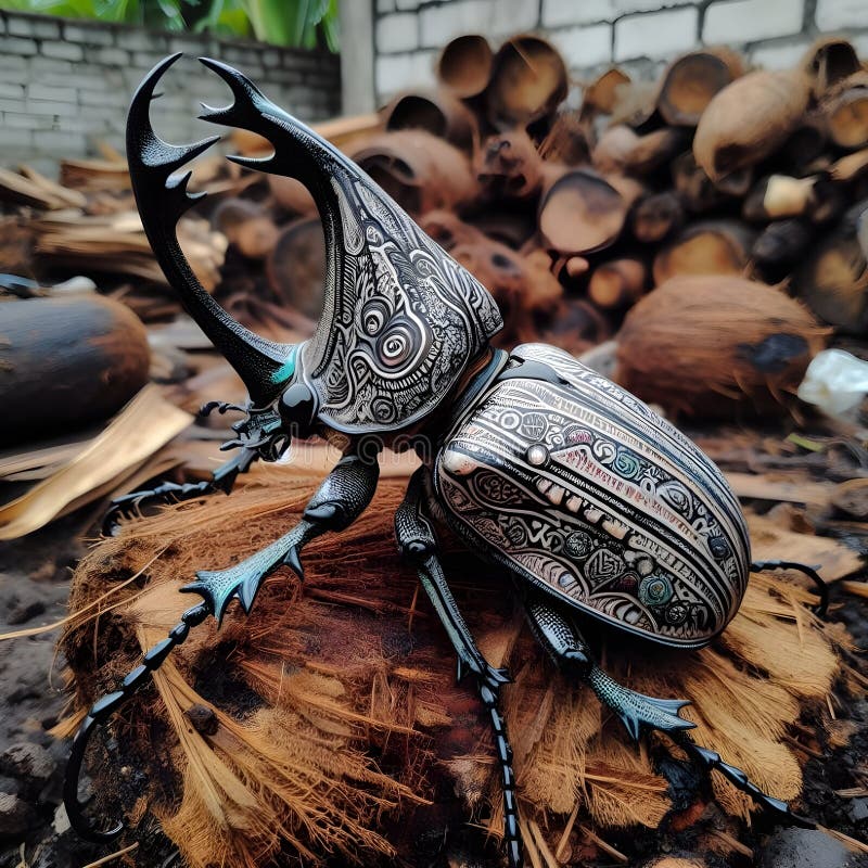 The Body of the Beetle is Decorated with Various Patterns. Stock ...