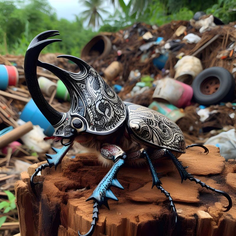 The Body of the Beetle is Decorated with Various Patterns. Stock ...