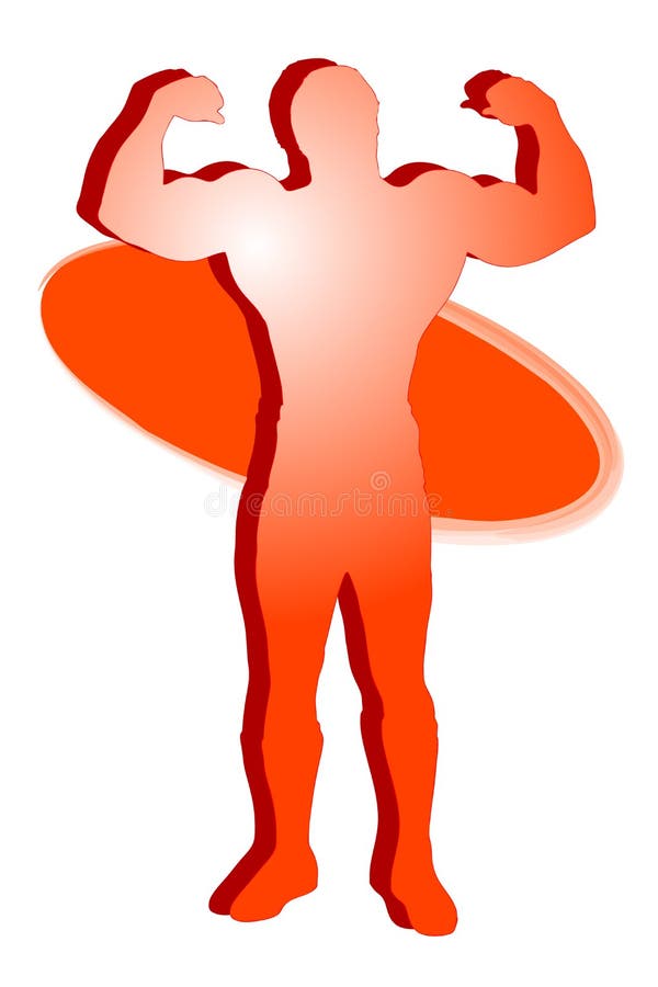 Body builder- red icon stock vector. Illustration of muscles - 1888157