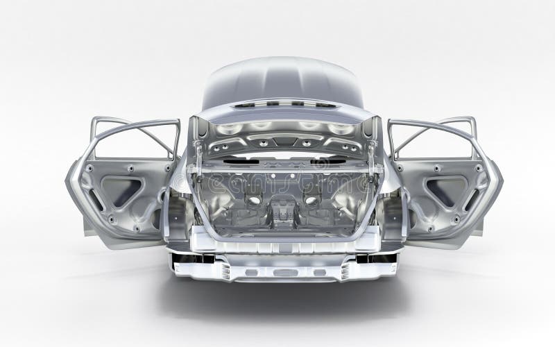 Body Car with No Wheel Back View on White Background 3d Stock ...