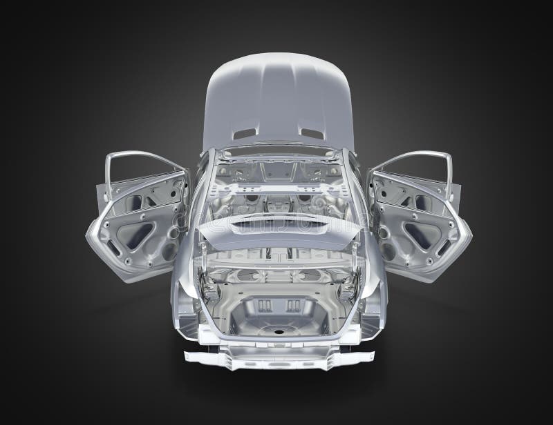 Body Car with No Wheel on Black Background 3d Stock Illustration ...