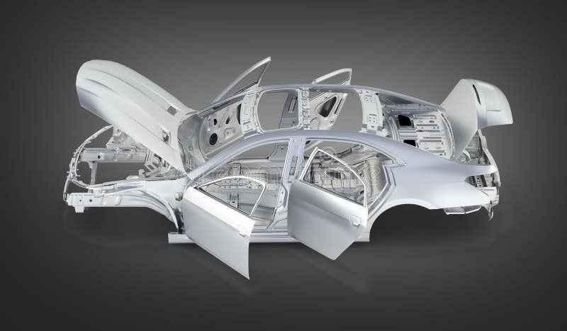 Body Car with No Wheel on Black Background Side View 3d Stock ...