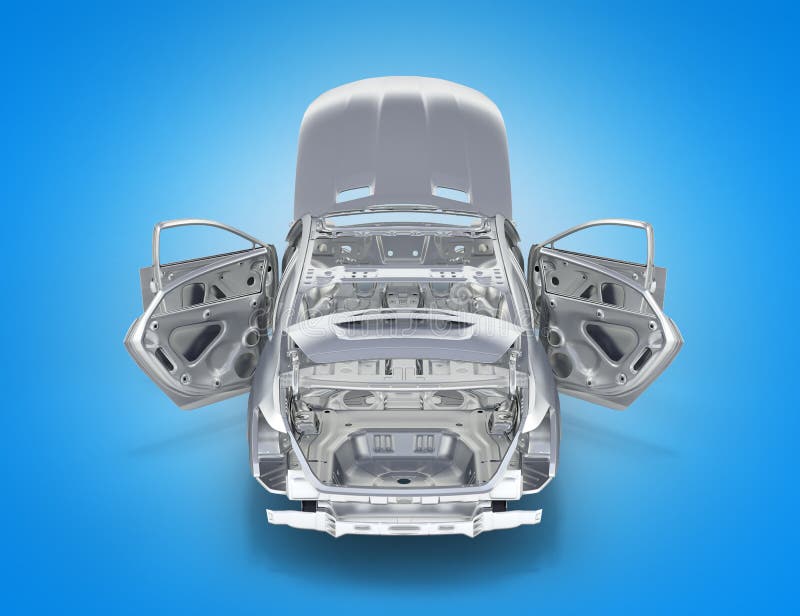 Body Car with No Wheel on Blue Background 3d Stock Illustration ...