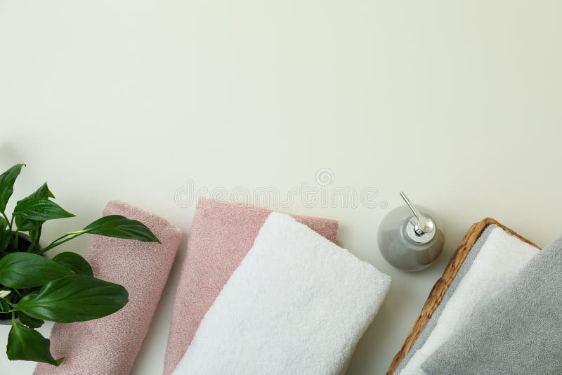 Body Care Concept with Clean Towels, Space for Text Stock Image - Image ...