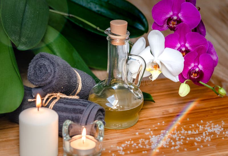 Body Care Items Needed for Relaxation Massage. Stock Photo - Image of ...