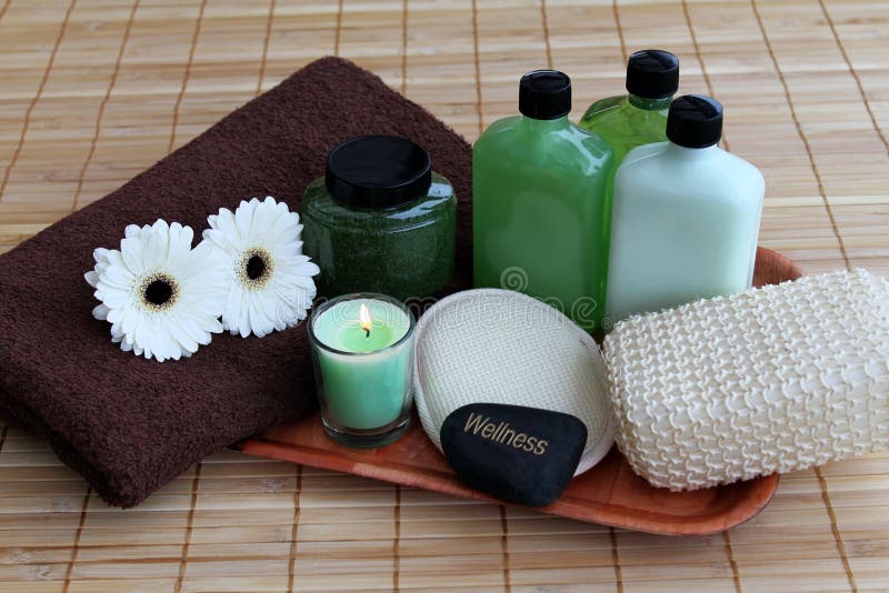 Body care products stock photo. Image of bottles, green - 17939336