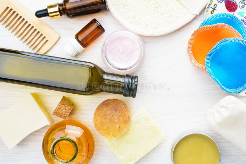 Body Care Products in Recyling and Reusing Package. Zero Waste Concept ...