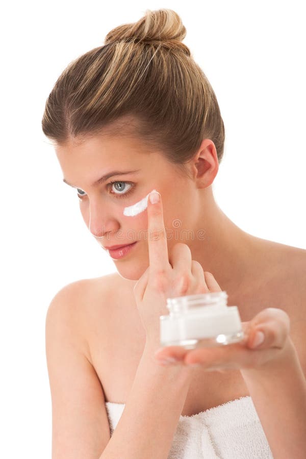 Body Care - Young Woman Apply Cream Stock Image - Image of adult ...