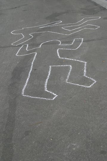 Body Chalk Outlines stock image. Image of asphalt, gangster - 10249039