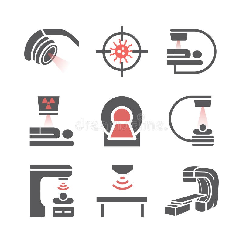 Body Ct Cat Scan Line Icons Set Radiotherapy Signs Vector Symbols