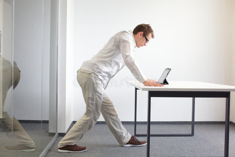 Body Exercise Durring Office Work Stock Image - Image of computer, desk ...