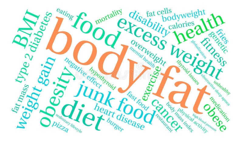Body Fat Word Cloud stock vector. Illustration of burger - 100124722