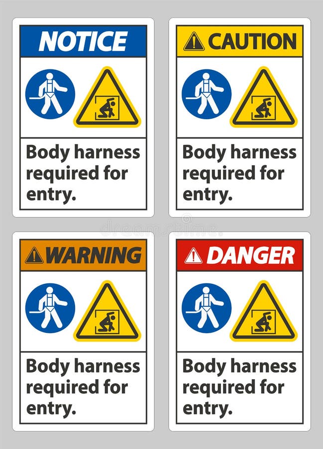 Body Harness Required for Entry Sign Stock Vector - Illustration of ...