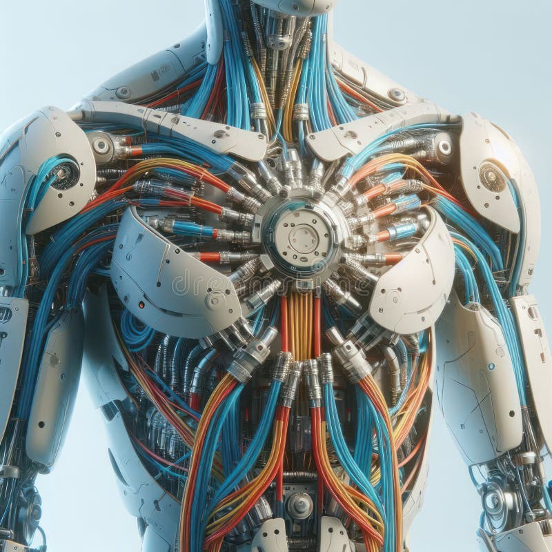 The Body of a Humanoid Robot with a Lot of Wires. Stock Illustration ...