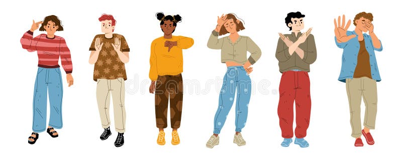 Body Language, Negative Emotions, Disagree Concept Stock Vector ... Body Language, Negative Emotions, Disagree Concept Stock Vector ...