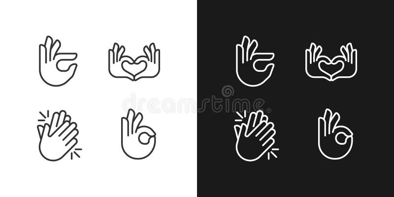 Body Language Signals Pixel Perfect White Linear Icon Set for Dark ... Body Language Signals Pixel Perfect White Linear Icon Set for Dark ...