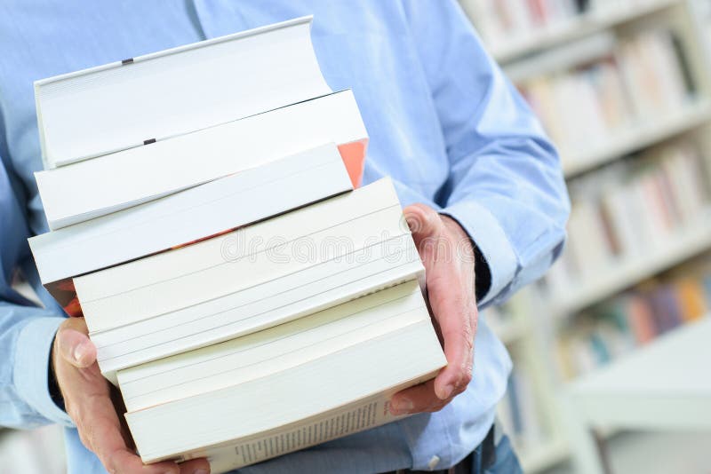 Body Man Holding Stack Books Stock Image - Image of student, person ...
