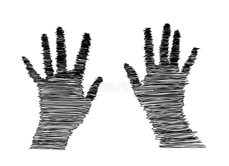 Human Hands Hand Drawn Scribble Sketch Stock Vector - Illustration of ...