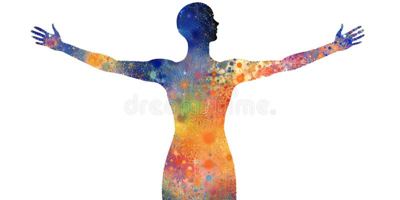 Body Silhouette Made Out of Colorful Positive Affirmations, Concept of ...