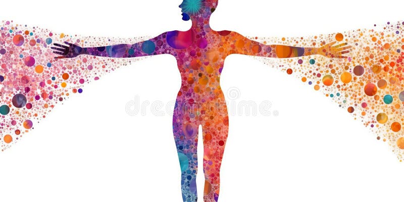 Body Silhouette Made Out of Colorful Positive Affirmations, Concept of ...