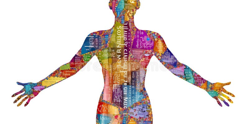 Body Silhouette Made Out of Colorful Positive Affirmations, Concept of ...