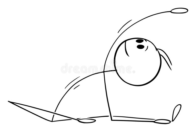 Body Stretching Pose, Vector Cartoon Stick Figure Illustration Stock ...