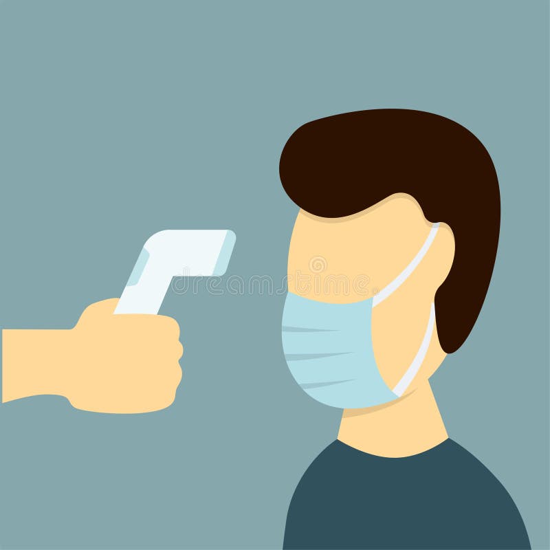 Fever Check Icon on White Background. Body Temperature Check Stock ...