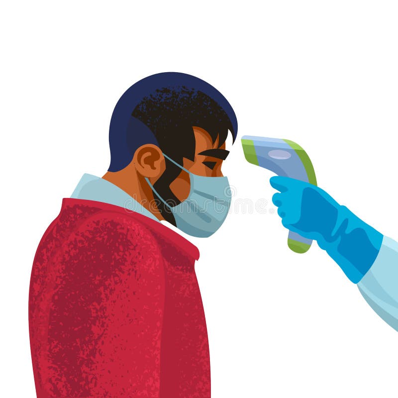 Body Temperature Check. Hand Holding Infrared Forehead Thermometer ...