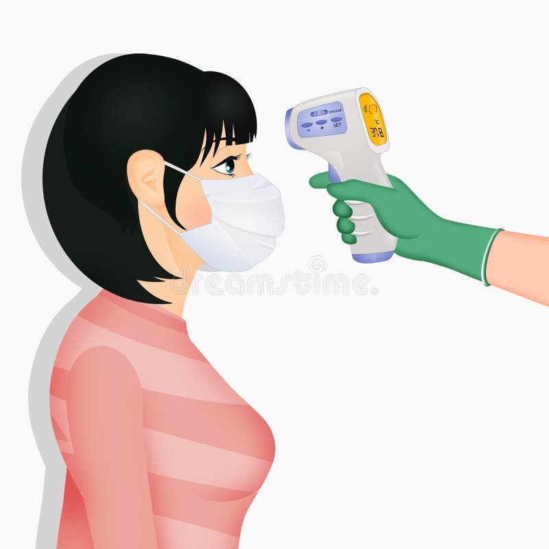 Body Temperature Test for Students in the Classroom Stock Illustration ...