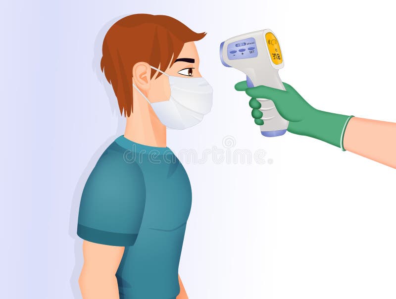 Body Temperature Check is Required Stock Illustration - Illustration of ...