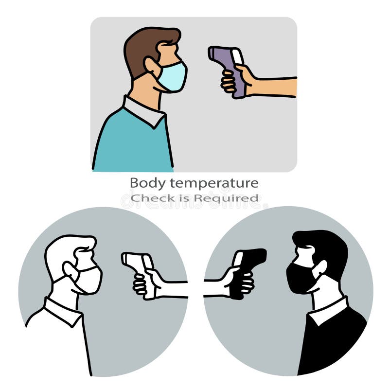 Body Temperature Check is Required Line and Glyph Icon, Coronavirus and ...