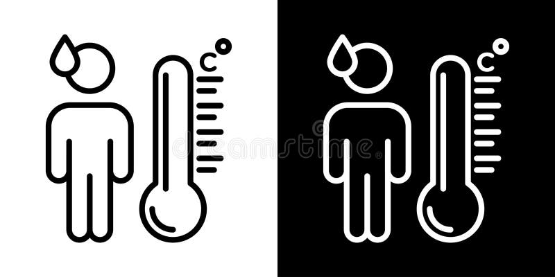 Body Temperature Thin Line Vector Icon Set Stock Vector - Illustration ...
