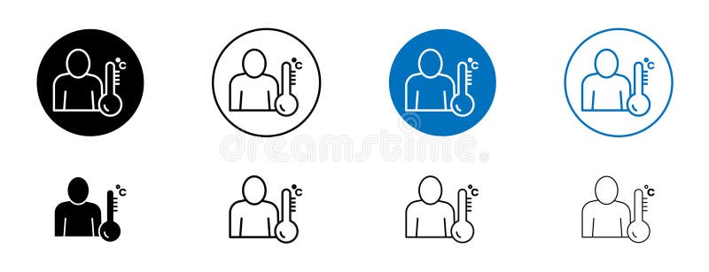 Body Temperature Thin Line Vector Icon Set Stock Vector - Illustration ...