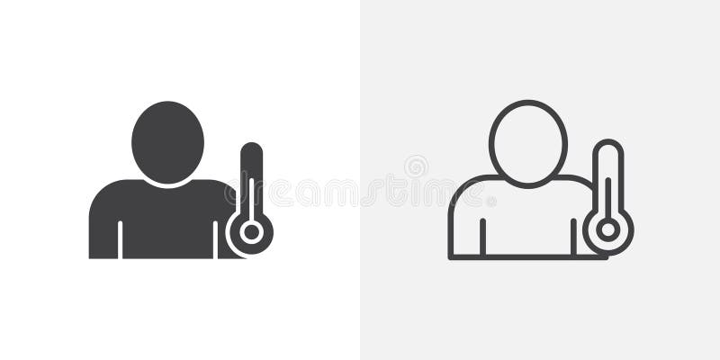 Body Temperature Thin Line Vector Icon Set Stock Vector - Illustration ...