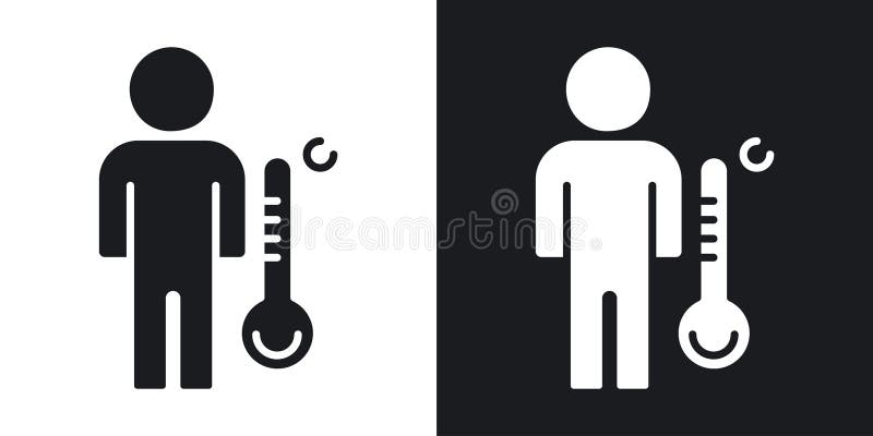 Body Temperature Thin Line Vector Icon Set Stock Vector - Illustration ...