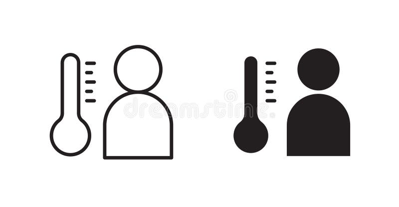 Body Temperature Thin Line Vector Icon Set Stock Vector - Illustration ...