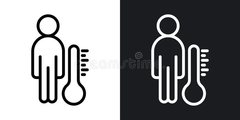 Body Temperature Thin Line Vector Icon Set Stock Vector - Illustration ...