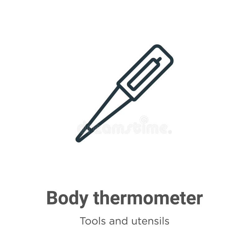 Body Thermometer Outline Vector Icon. Thin Line Black Body Thermometer ...