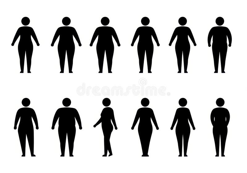 Body Type Silhouettes in Black Stock Illustration - Illustration of ...