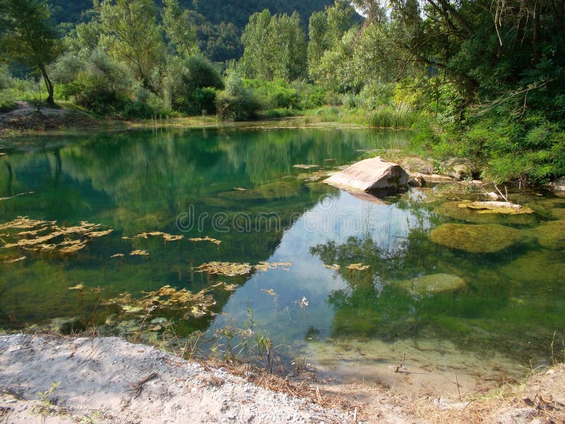 A Body of Water Surrounded by Trees Stock Image - Image of surrounded ...