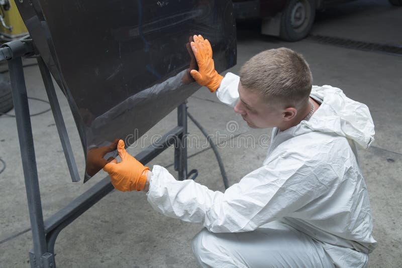 Body Work of the Car. Car Repair after an Accident Stock Image - Image ...