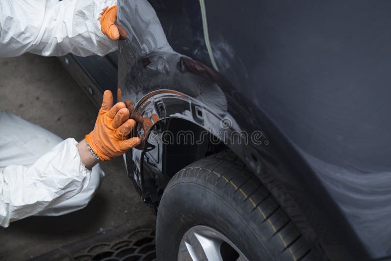 Body Work of the Car. Car Repair after an Accident Stock Image - Image ...