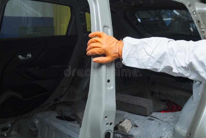 Body Work of the Car. Car Repair after an Accident Stock Image - Image ...