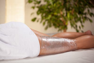 Body wrapping in spa room stock photo. Image of happy - 44380394