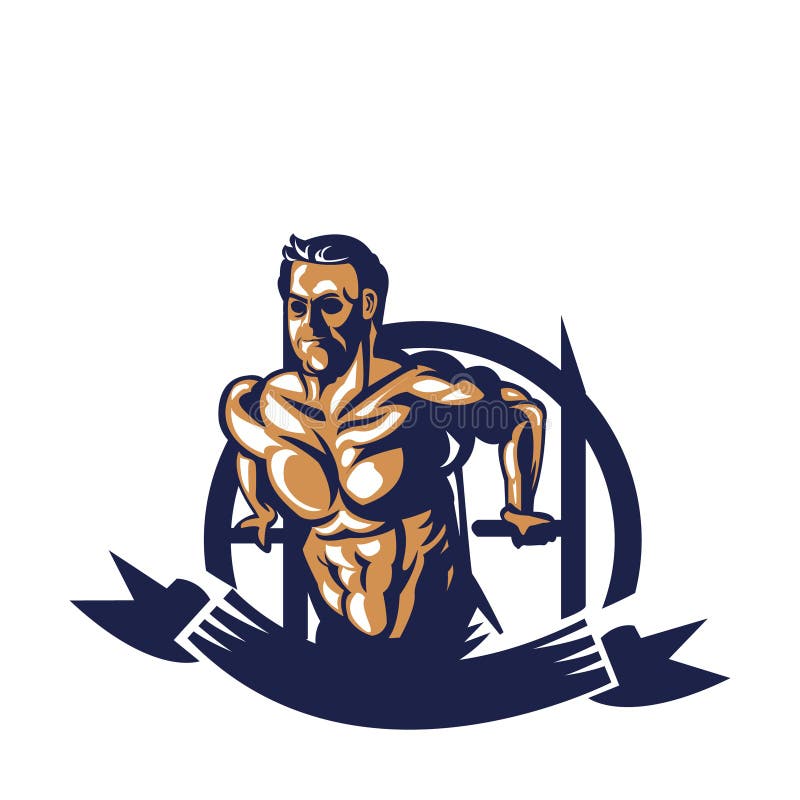 Bodybuilder on Bar Poster. Vector Illustration Decorative Background ...