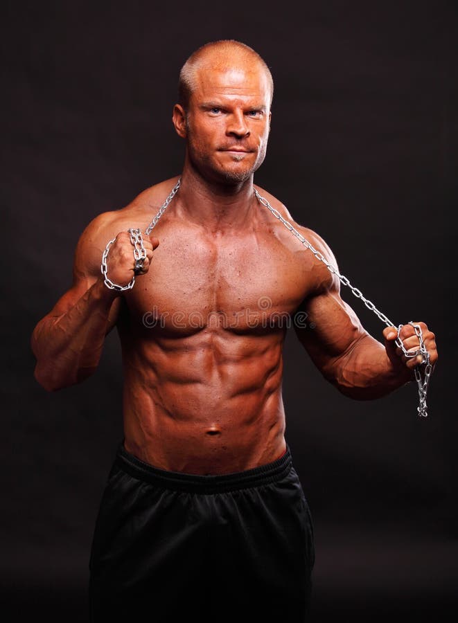 Bodybuilder with chain stock photo. Image of active, gorgeous - 36993398